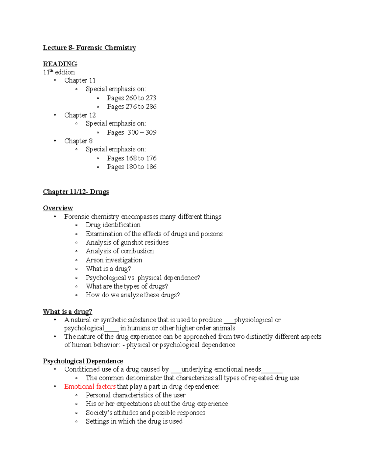 Lecture 8- Forensic Chemistry - Lecture 8- Forensic Chemistry READING ...