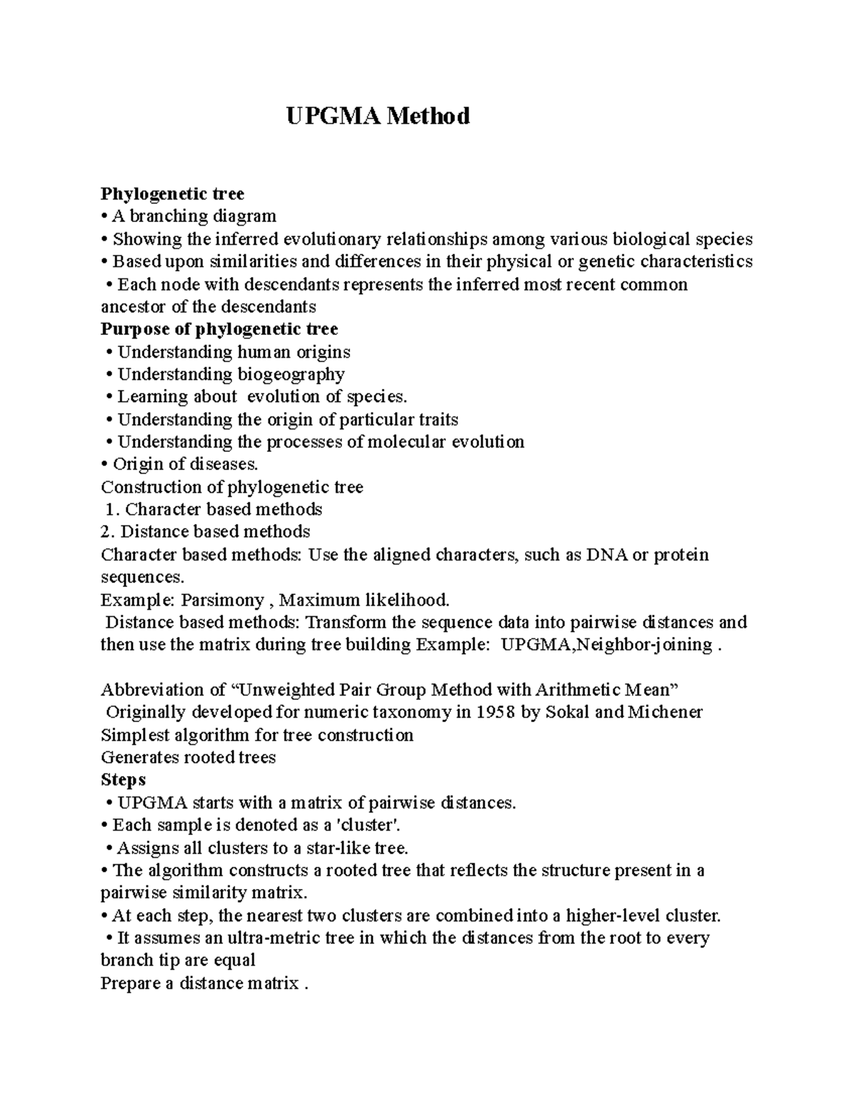 Upgma Method - UPGMA Method Phylogenetic tree A branching diagram ...