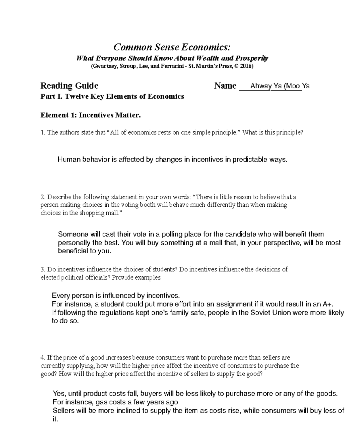 Reading+Guide+Part+1-1%2C2%2C3 - Common Sense Economics: What Everyone ...