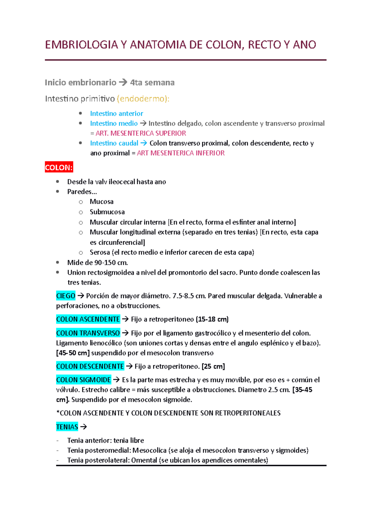 Embriologia Y Anatomia DE Colon - EMBRIOLOGIA Y ANATOMIA DE COLON ...