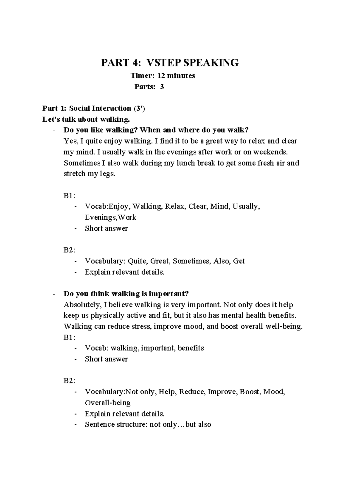 Đáp án đề speaking vstep 1 - PART 4: VSTEP SPEAKING Timer: 12 minutes ...