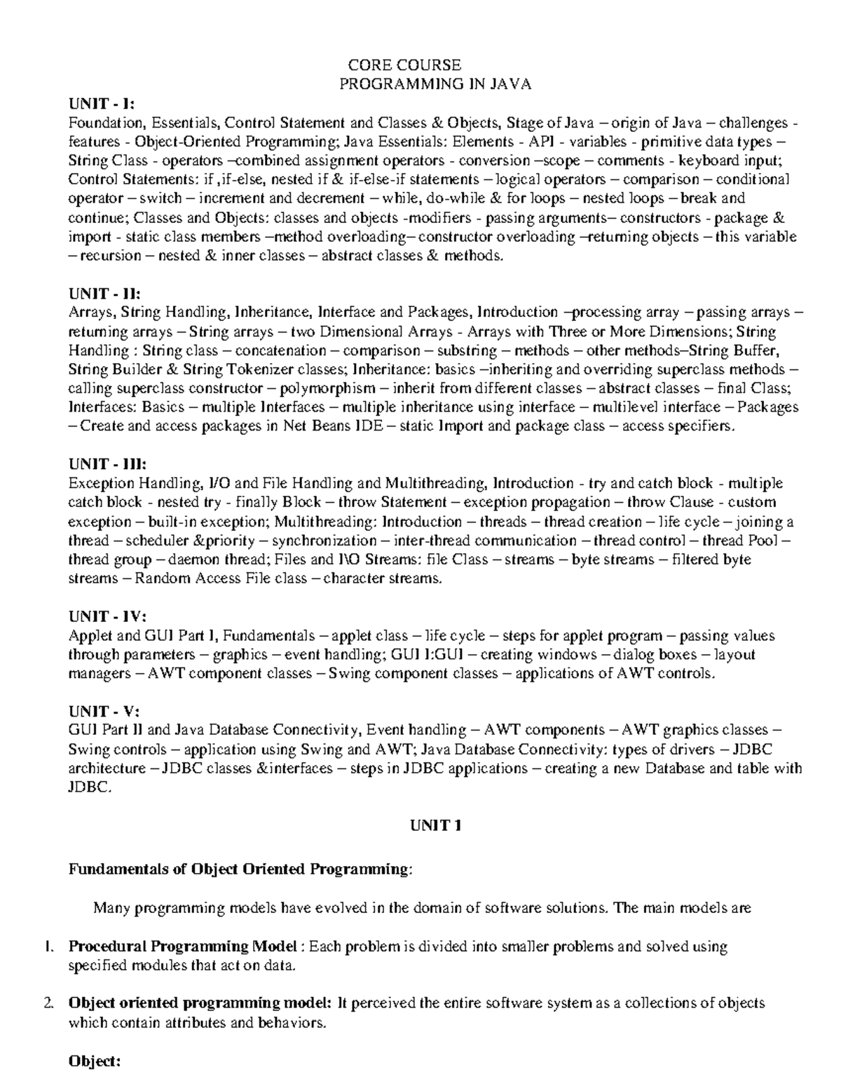 Java - UNIT - II: Arrays, String Handling, Inheritance, Interface and Packages, Introduction ...