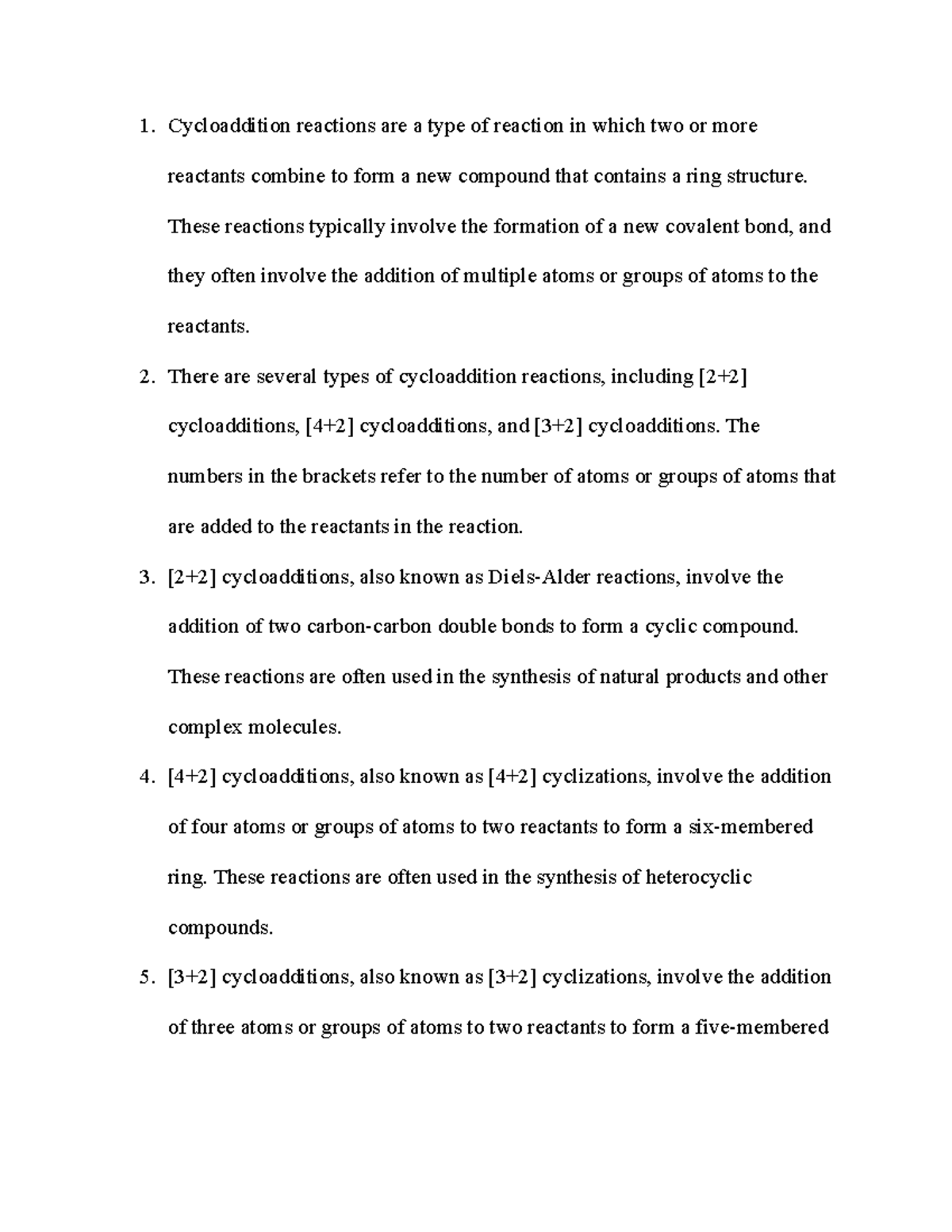 Cycloaddition Reactions Lecture notes - Cycloaddition reactions are a ...