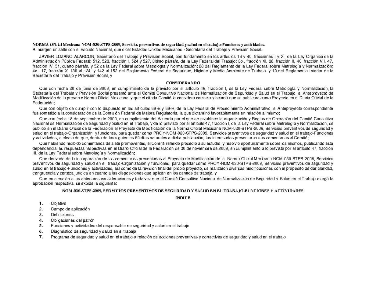 Norma Oficial Mexicana NOM 30 diagnostico - NORMA Oficial Mexicana NOM ...