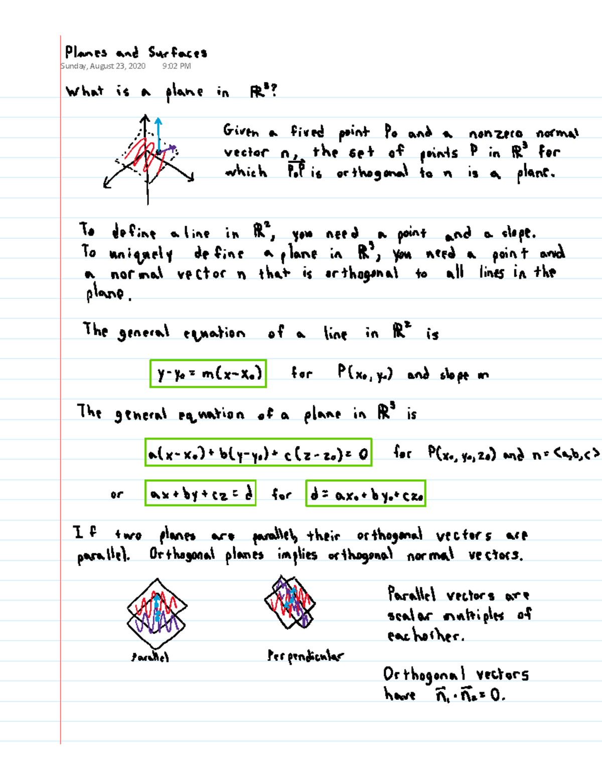 1 Planes and Surfaces - Math 264 with Lee - Math 264 - Sunday, August ...