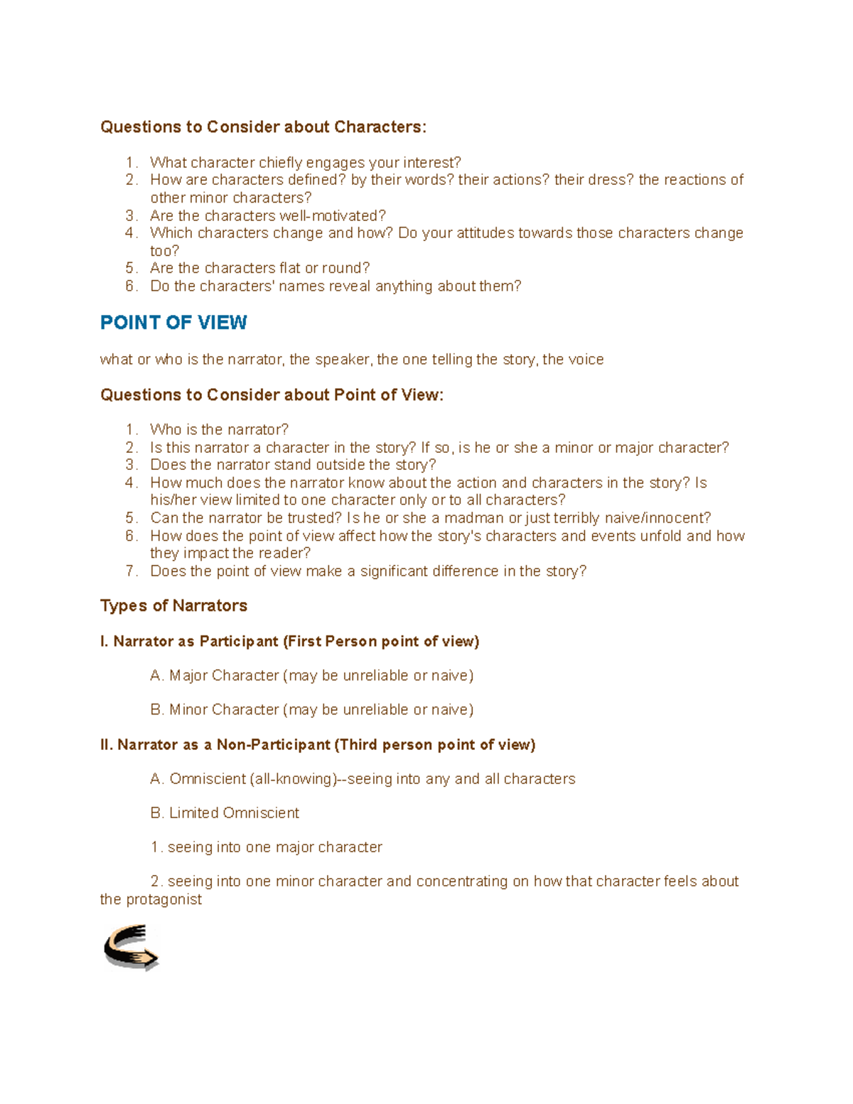 New3 - english 3 notes - Questions to Consider about Characters: What ...