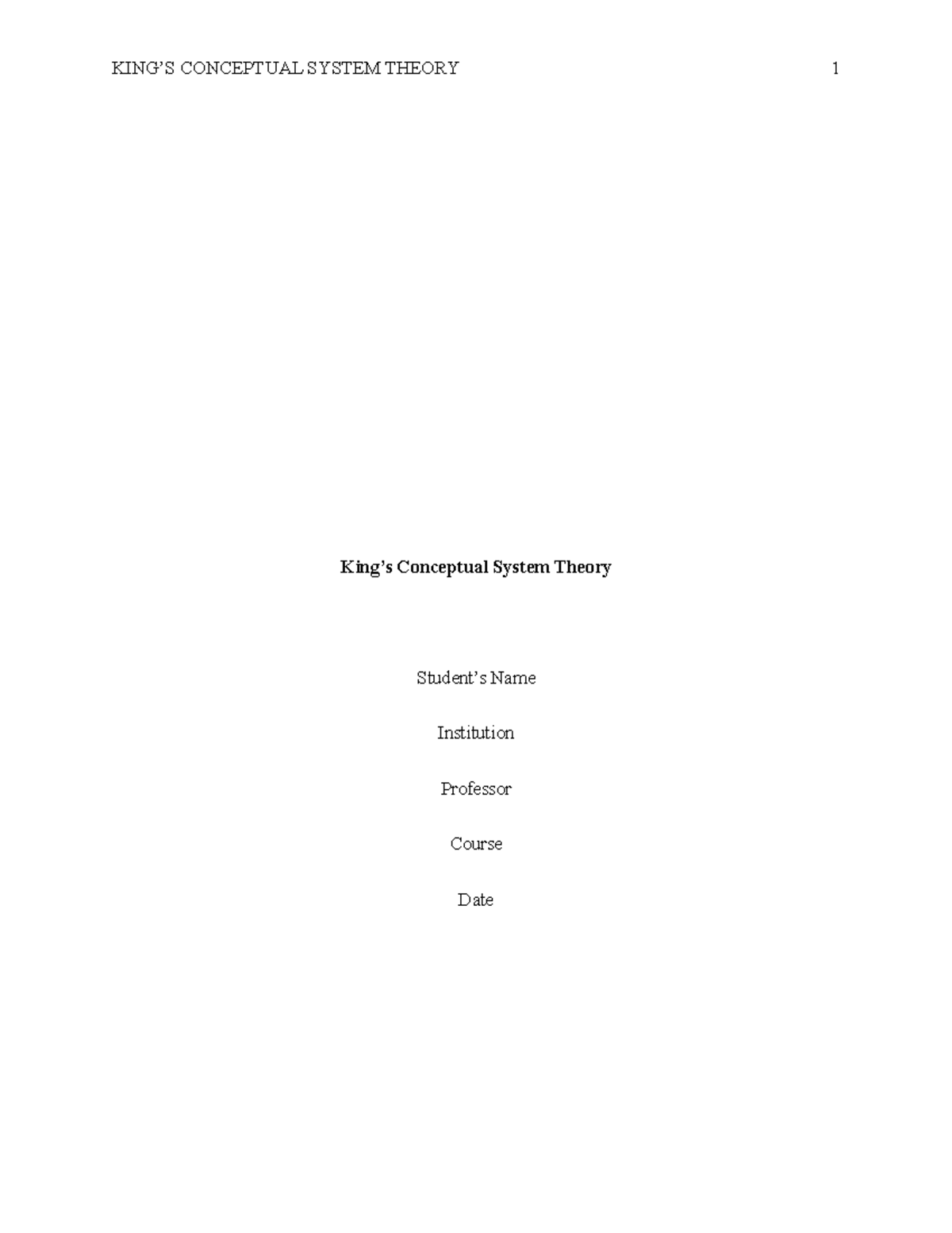 King’s Conceptual System Theory - King’s Conceptual System Theory ...