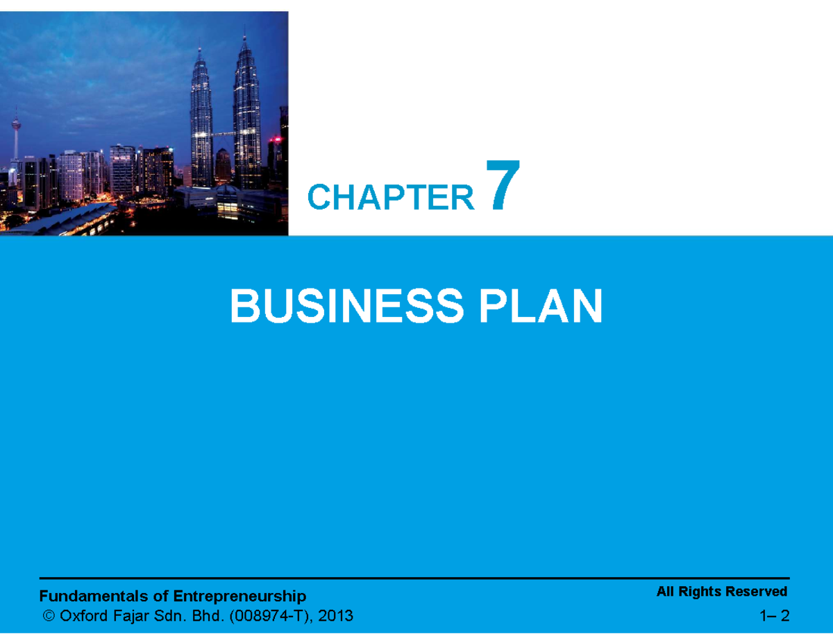 Business Plan - Fundamentals of Entrepreneurship - All Rights Reserved ...