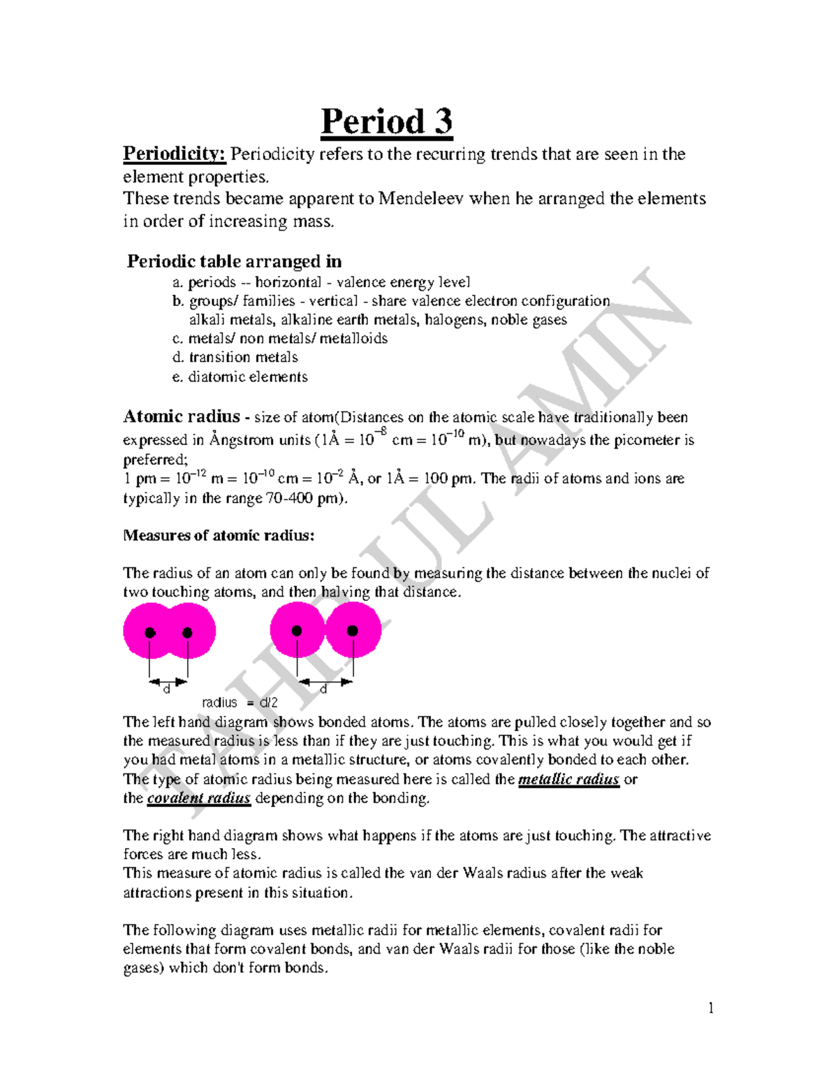 Period 3 - Period 3 Periodicity: Periodicity refers to the recurring ...