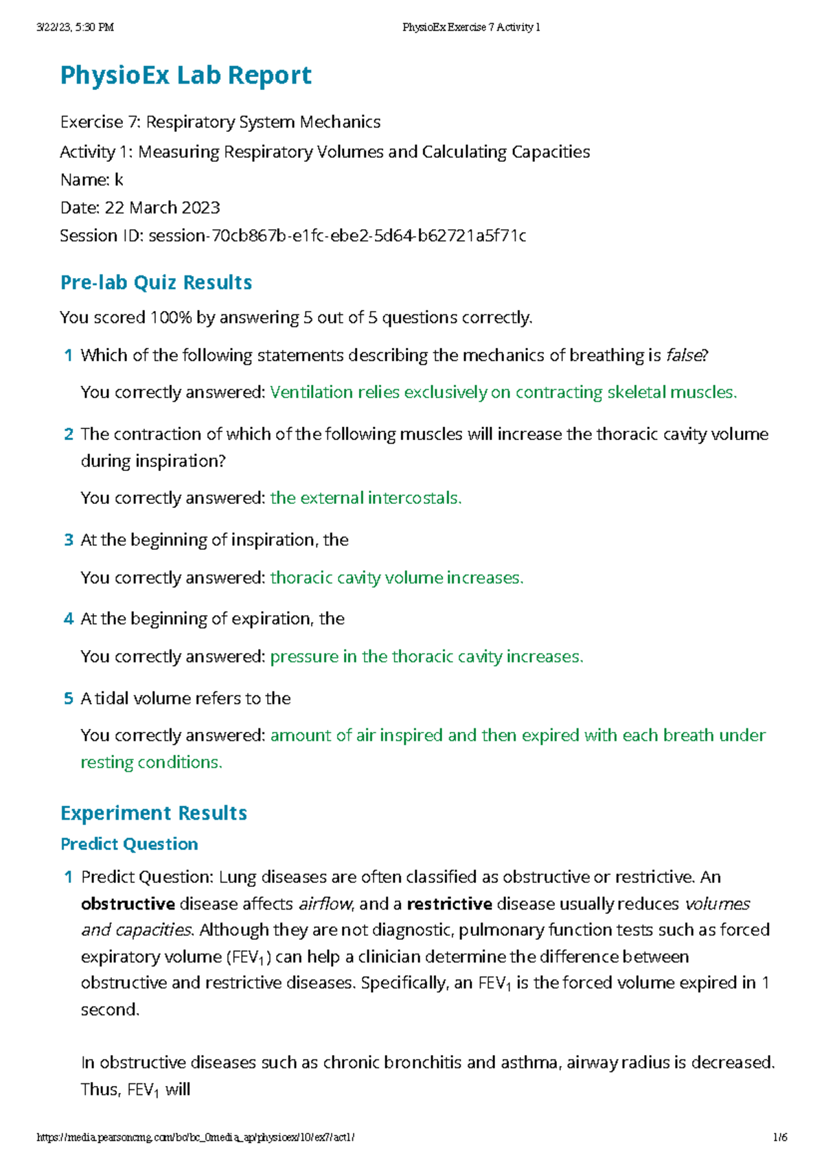Physio Ex Exercise 7 Activity 1 - PhysioEx Lab Report Exercise 7 ...