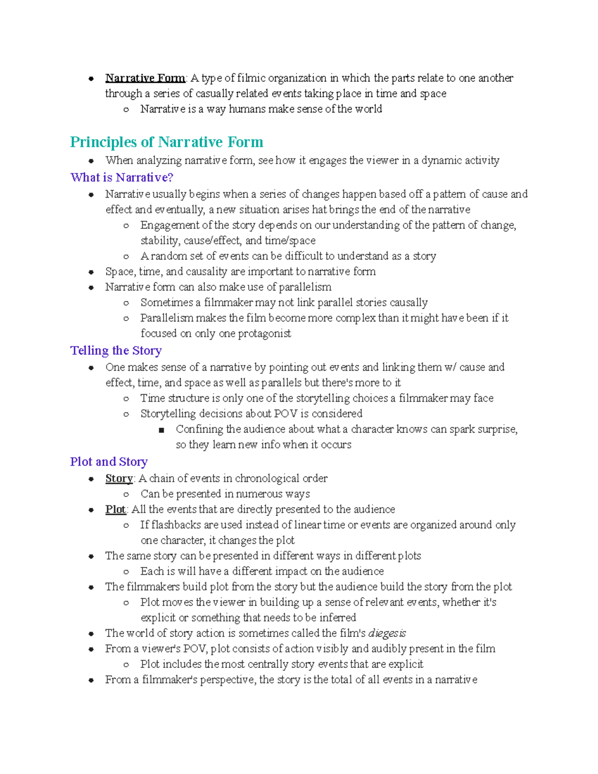 Ch. 3 Notes: Narrative - Narrative Form : A type of filmic organization ...