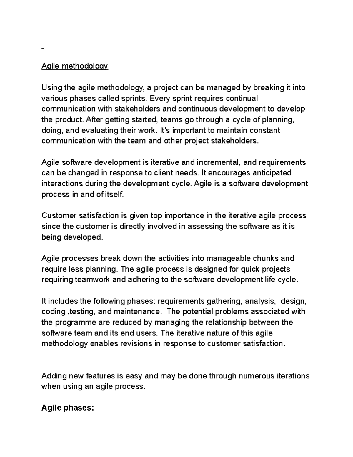 Agile example 2 - ajno - Agile methodology Using the agile methodology ...