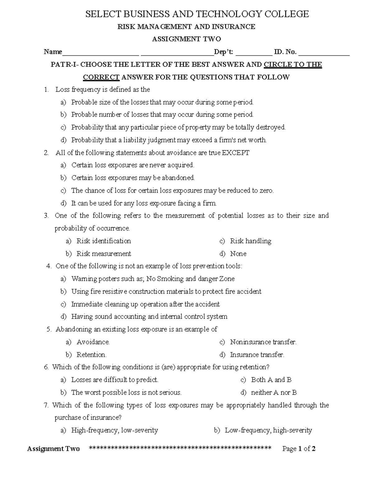 Assignment two - Pass - SELECT BUSINESS AND TECHNOLOGY COLLEGE ...