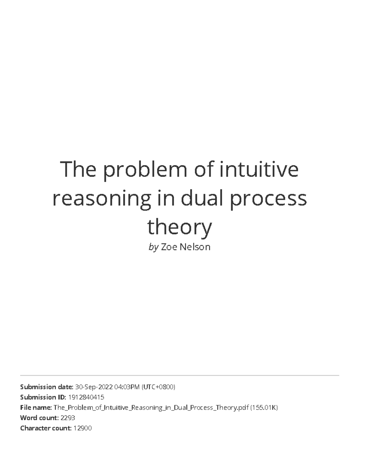 The problem of intuitive reasoning in dual process theory - Beautifully ...