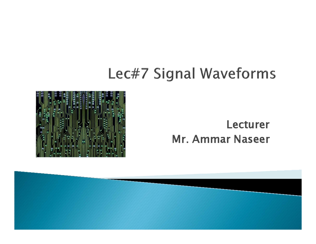 Lecture 7 - Mr.Ammar Nazeer - Lecturer Mr. Ammar Naseer Singularity Functions Exponential - Studocu