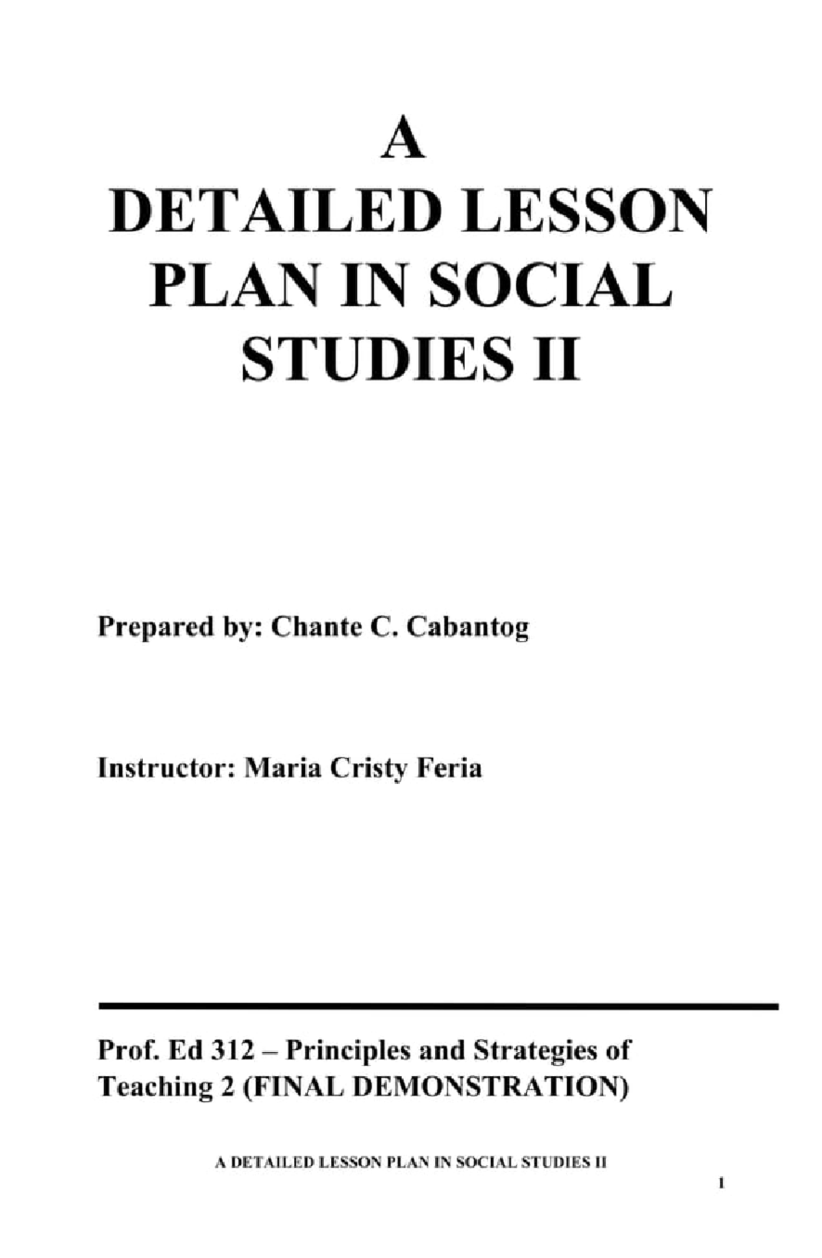 A detailed lesson plan in social studies ii 35859466 - A DETAILED LESSON PLAN IN SOCIAL STUDIES ...