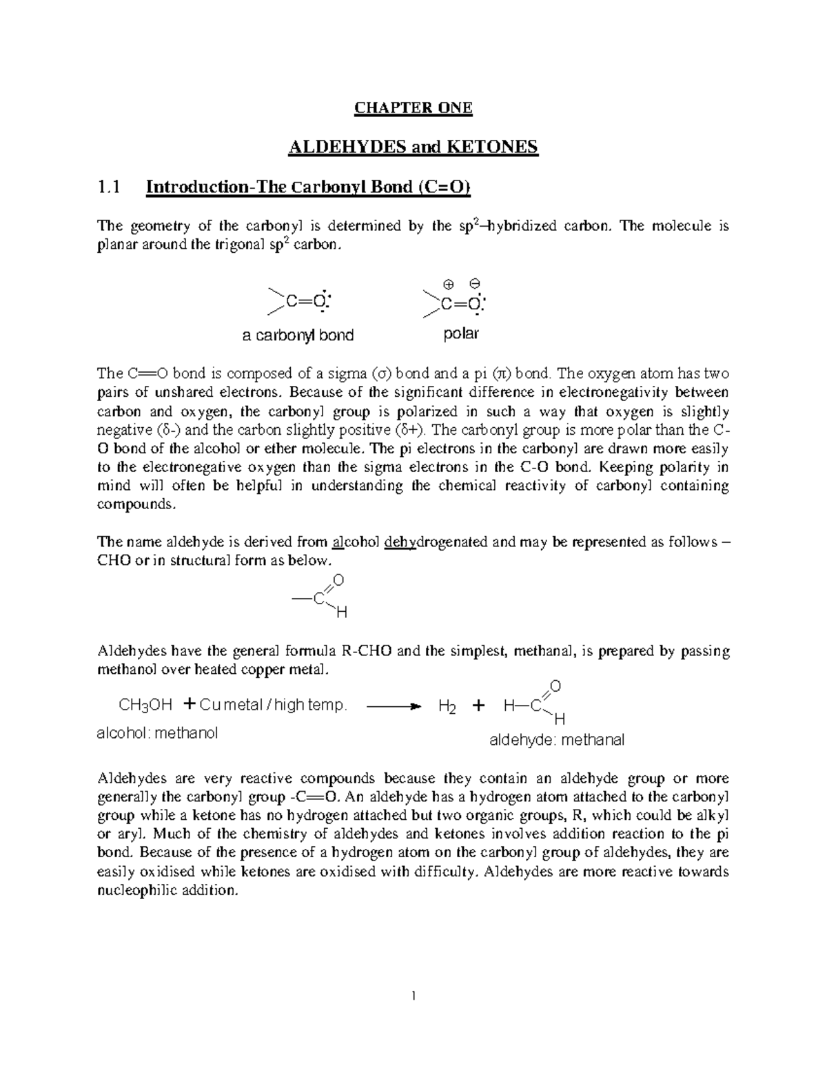 Organic Chemistry II - guider - ####### CHAPTER ONE ALDEHYDES and ...