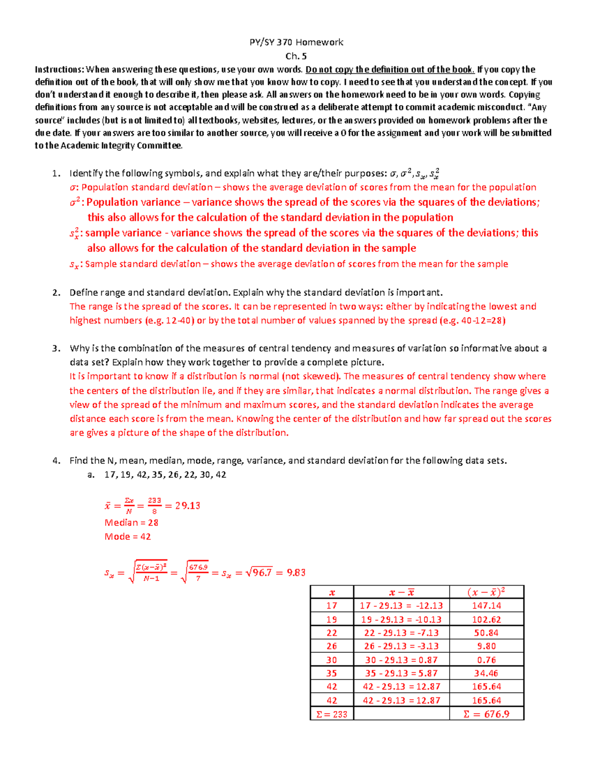 Ch. 5 Homework answers - PY/SY 370 Homework Ch. 5 Instructions: When ...