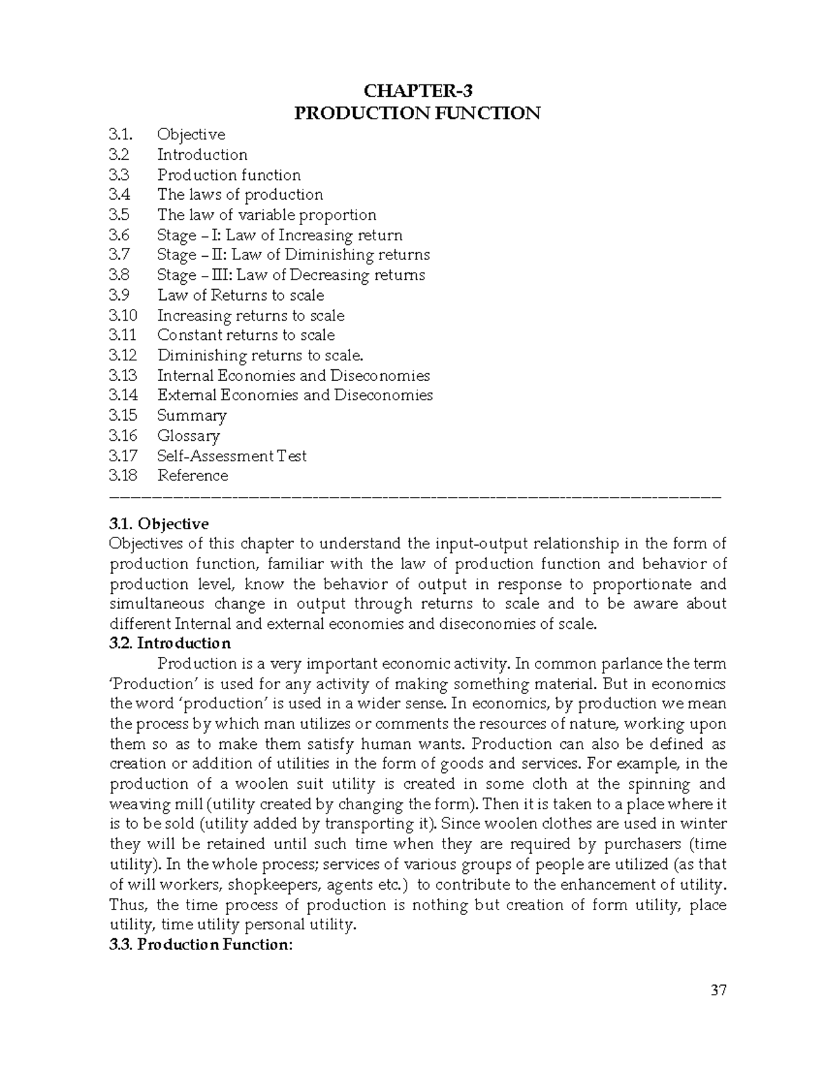Chapter-3 Production Function - CHAPTER- PRODUCTION FUNCTION Objective ...