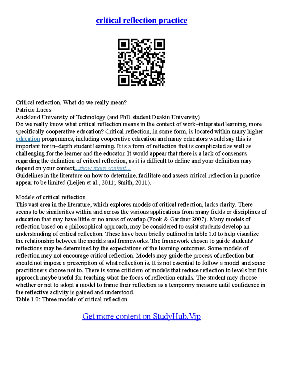 Critical Reflective Essay - critical reflection practice Critical ...