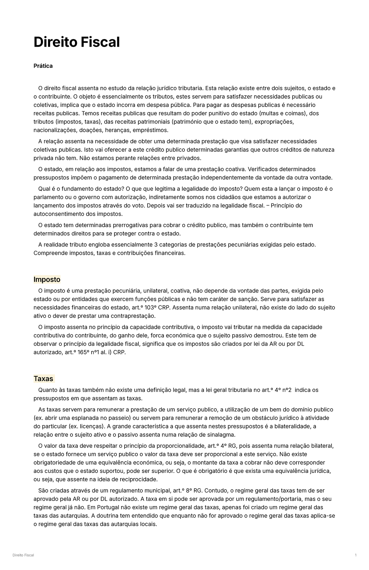 Fiscal pratica - Direito Fiscal Prática O direito fiscal assenta no ...