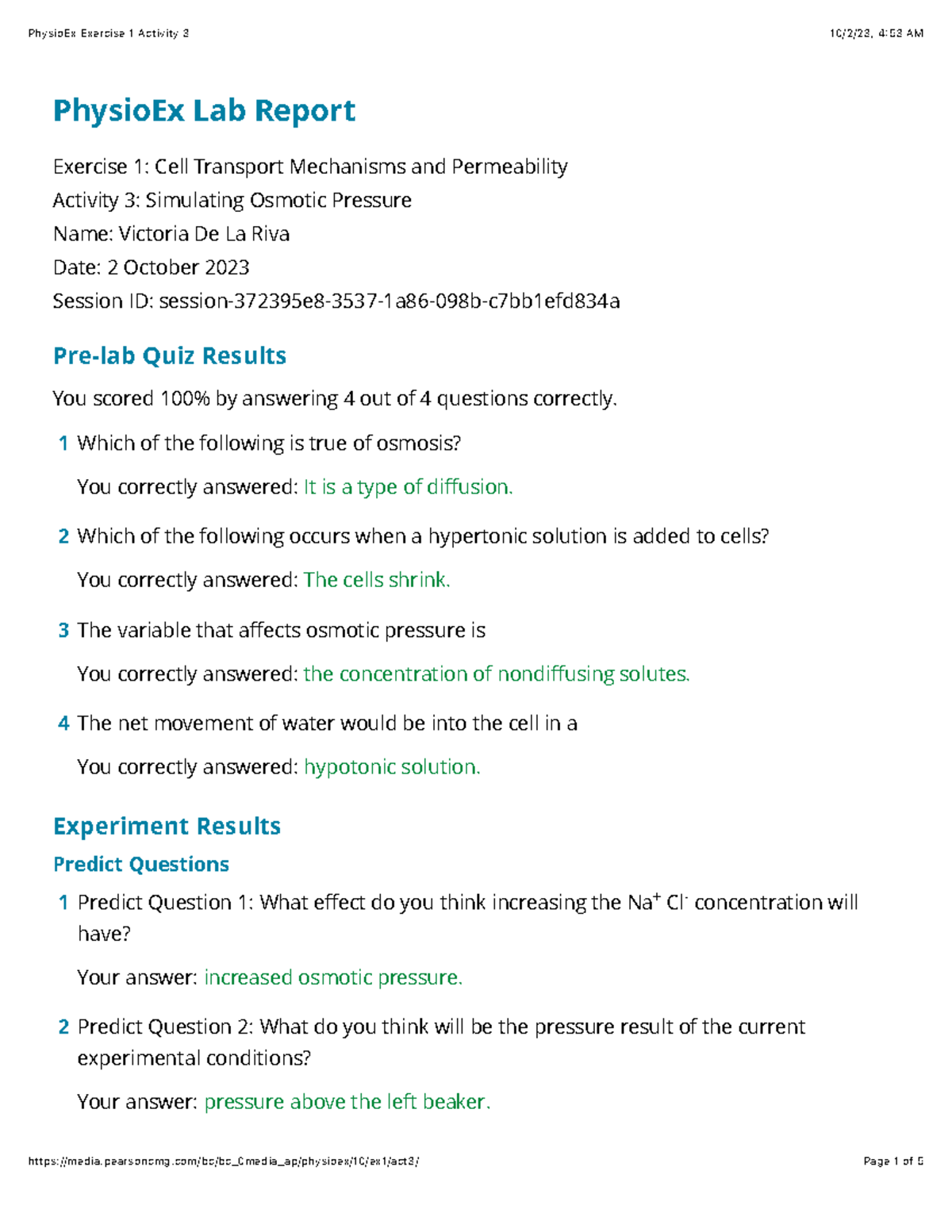 Physio Ex Exercise 1 Activity 3 - PhysioEx Lab Report Exercise 1 : Cell ...