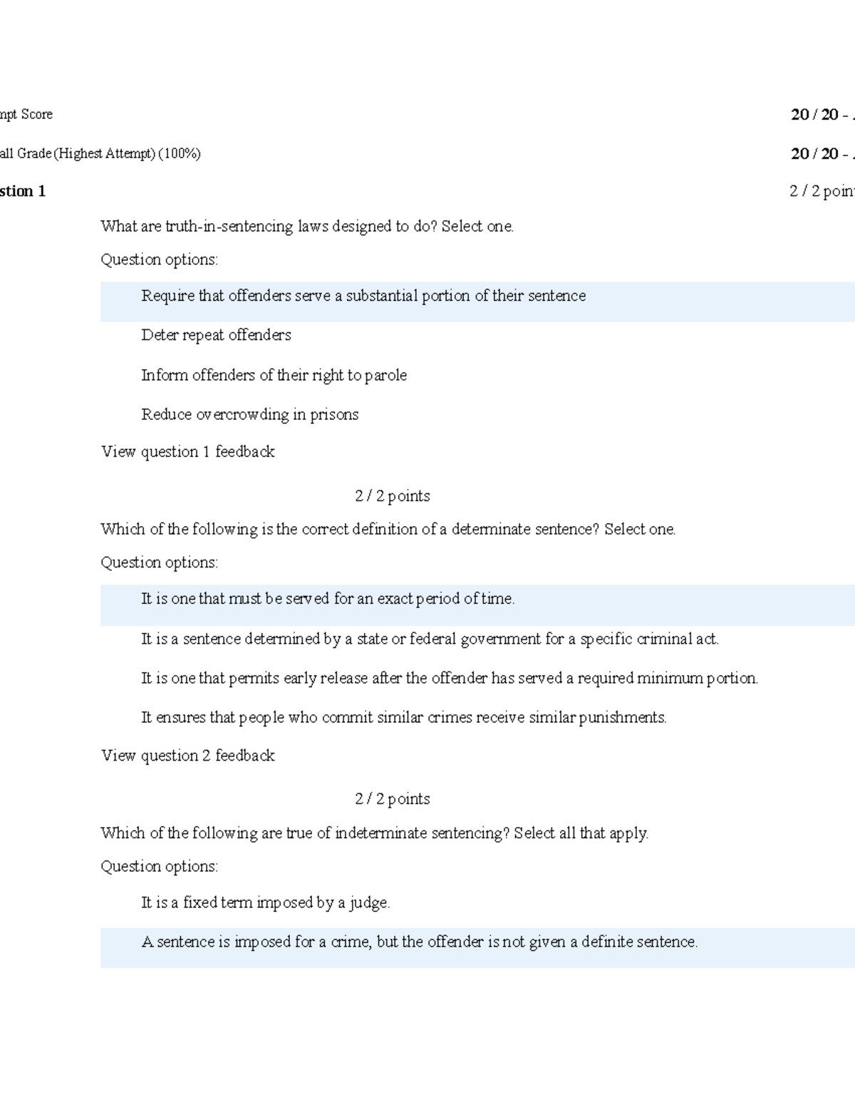 CJ-210 Module Two 2-3 Quiz - 20 / 20 - A 20 / 20 - A 1 2 / 2 point What ...