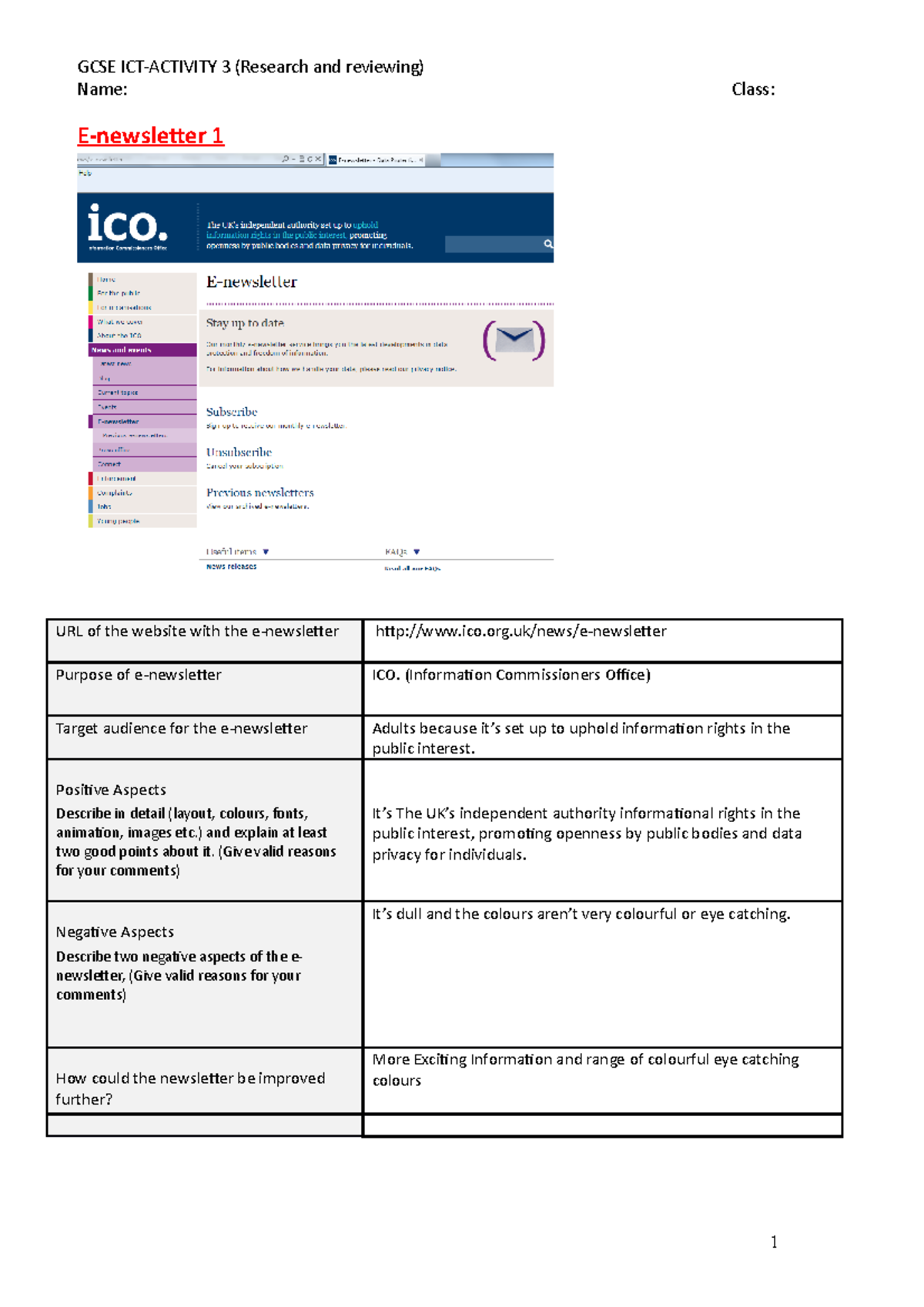 Activity 3- Research and review. example - GCSE ICT-ACTIVITY 3 ...