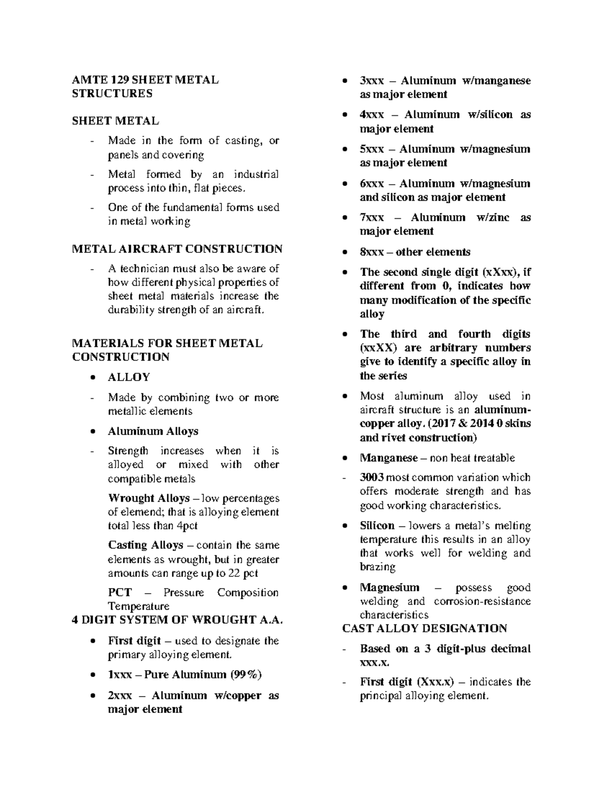 AMTE-129- Sheet- Metal- Structures- Reviewer - AMTE 129 SHEET METAL ...