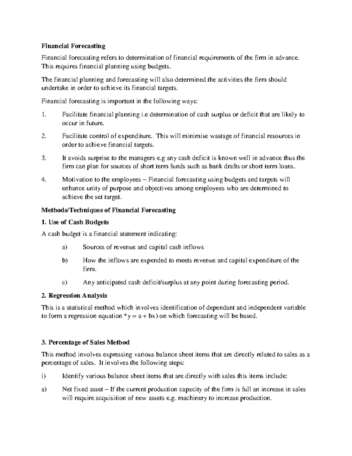 Financial Forecasting - doc 9 - Financial Forecasting Financial ...