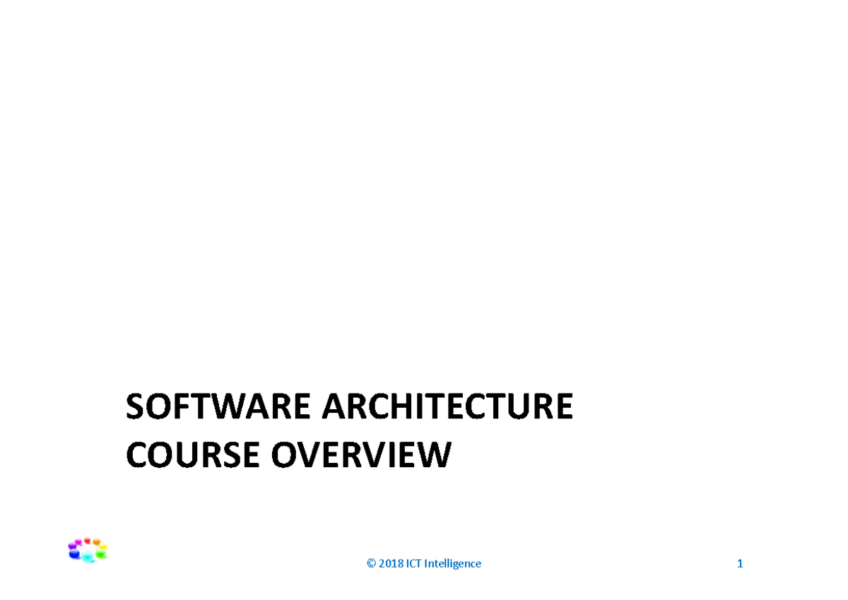 Lesson 1 Software Architecture introduction - SOFTWARE ARCHITECTURE ...