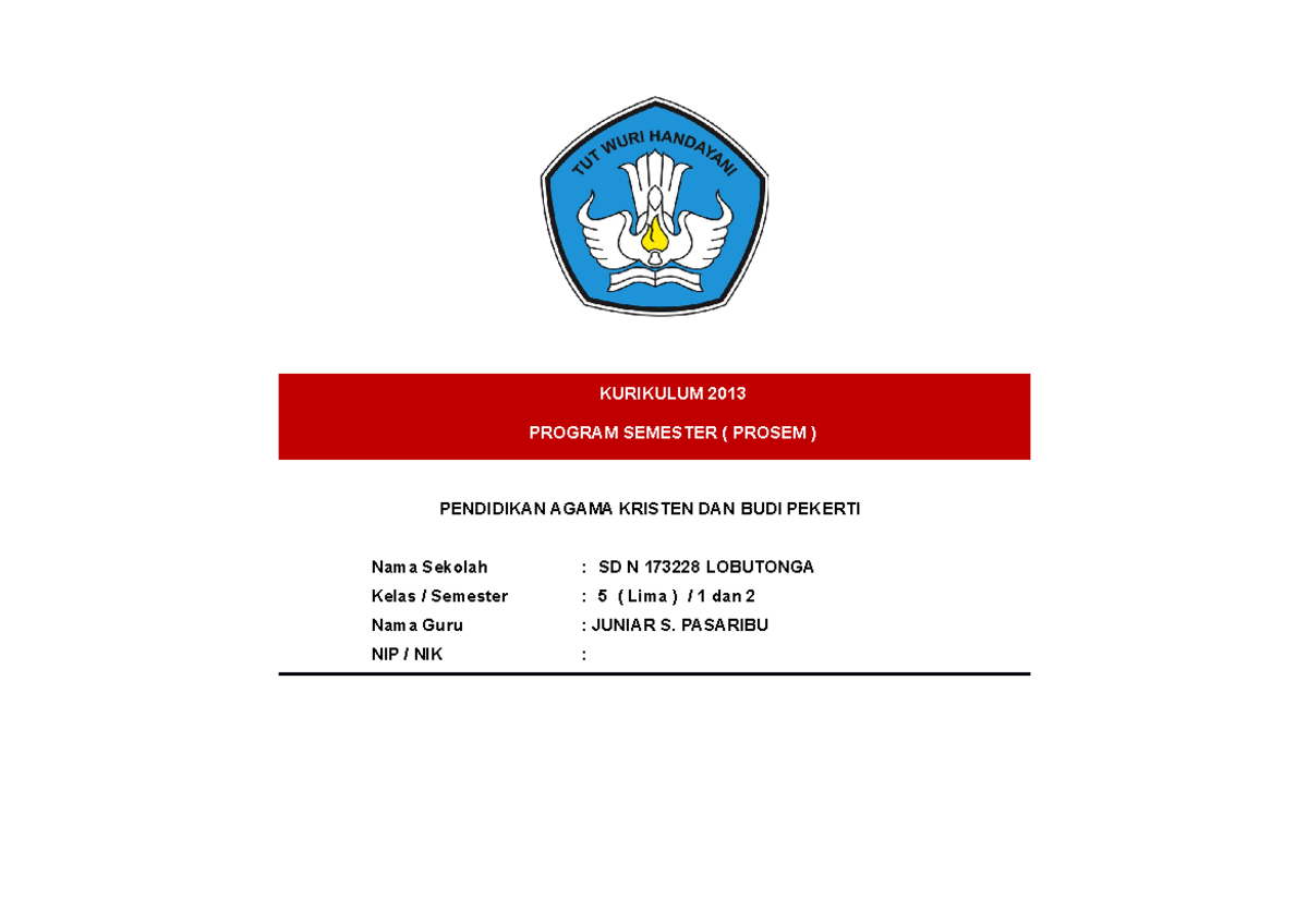 2. Program Semester Tinggal Print KLS 5 - KURIKULUM 2013 PROGRAM SEMESTER ( PROSEM ) PENDIDIKAN ...