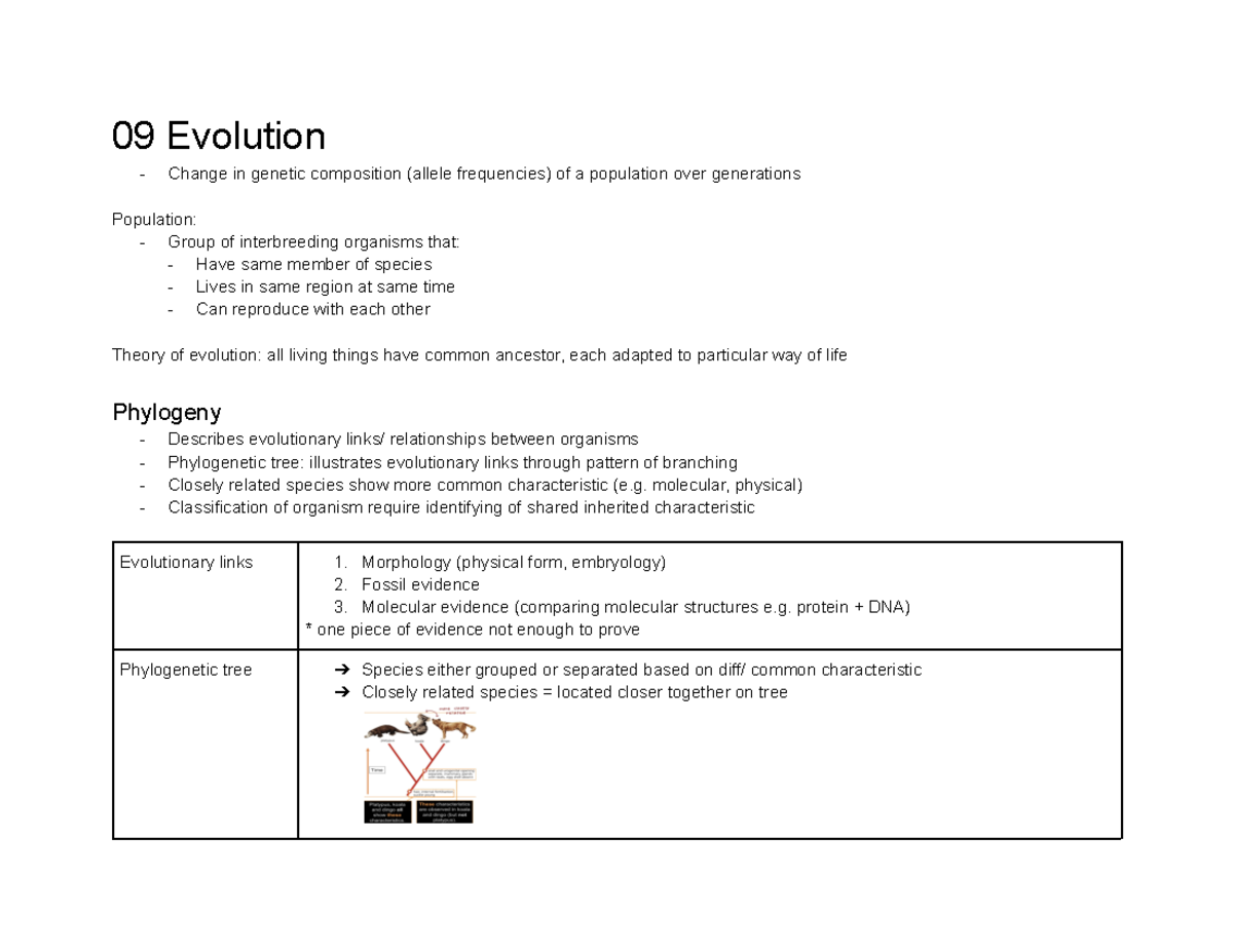 Evolution and genes - 09 Evolution Change in genetic composition ...