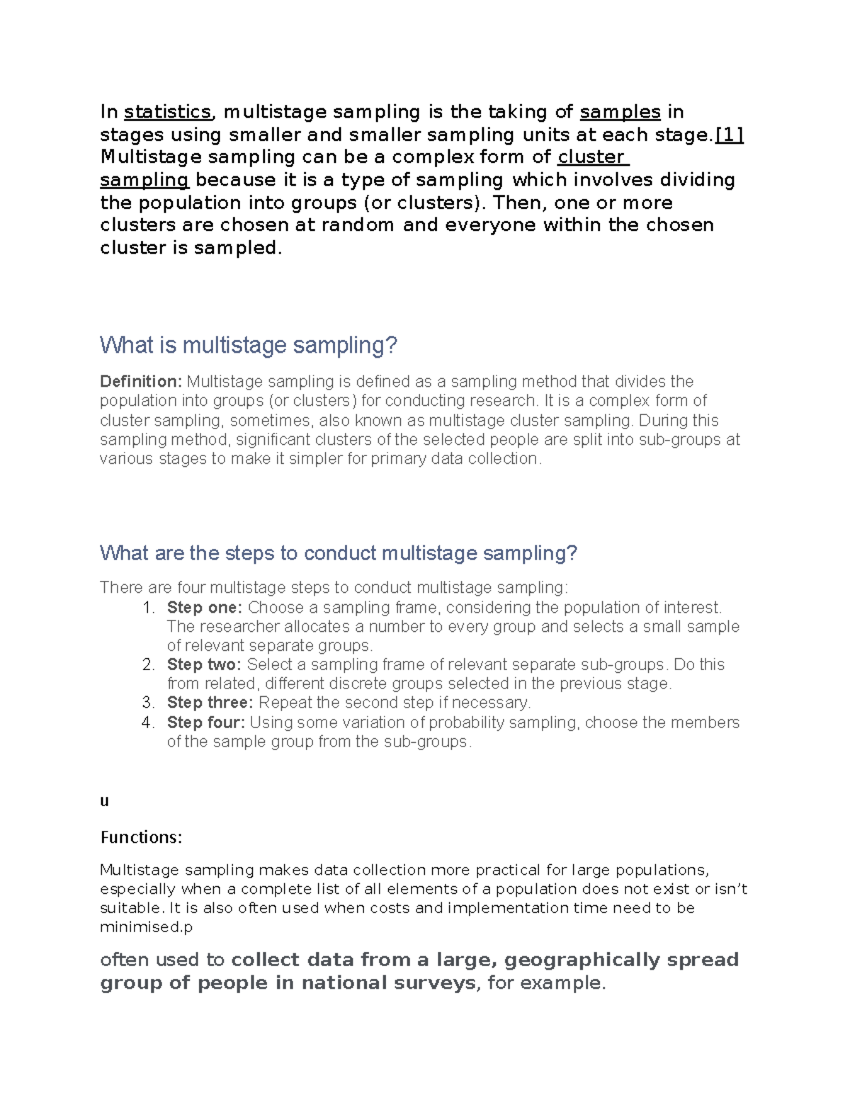 Statistics mathematics - In statistics, multistage sampling is the ...
