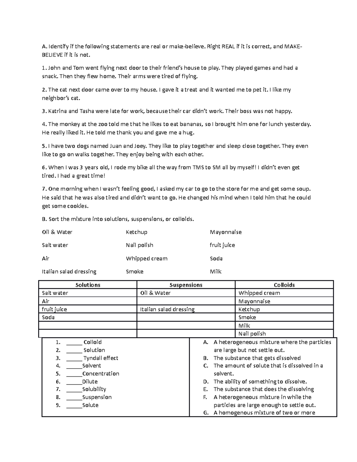Reviewer-G6 - Reviewer for Grade 6 - A. Identify if the following ...