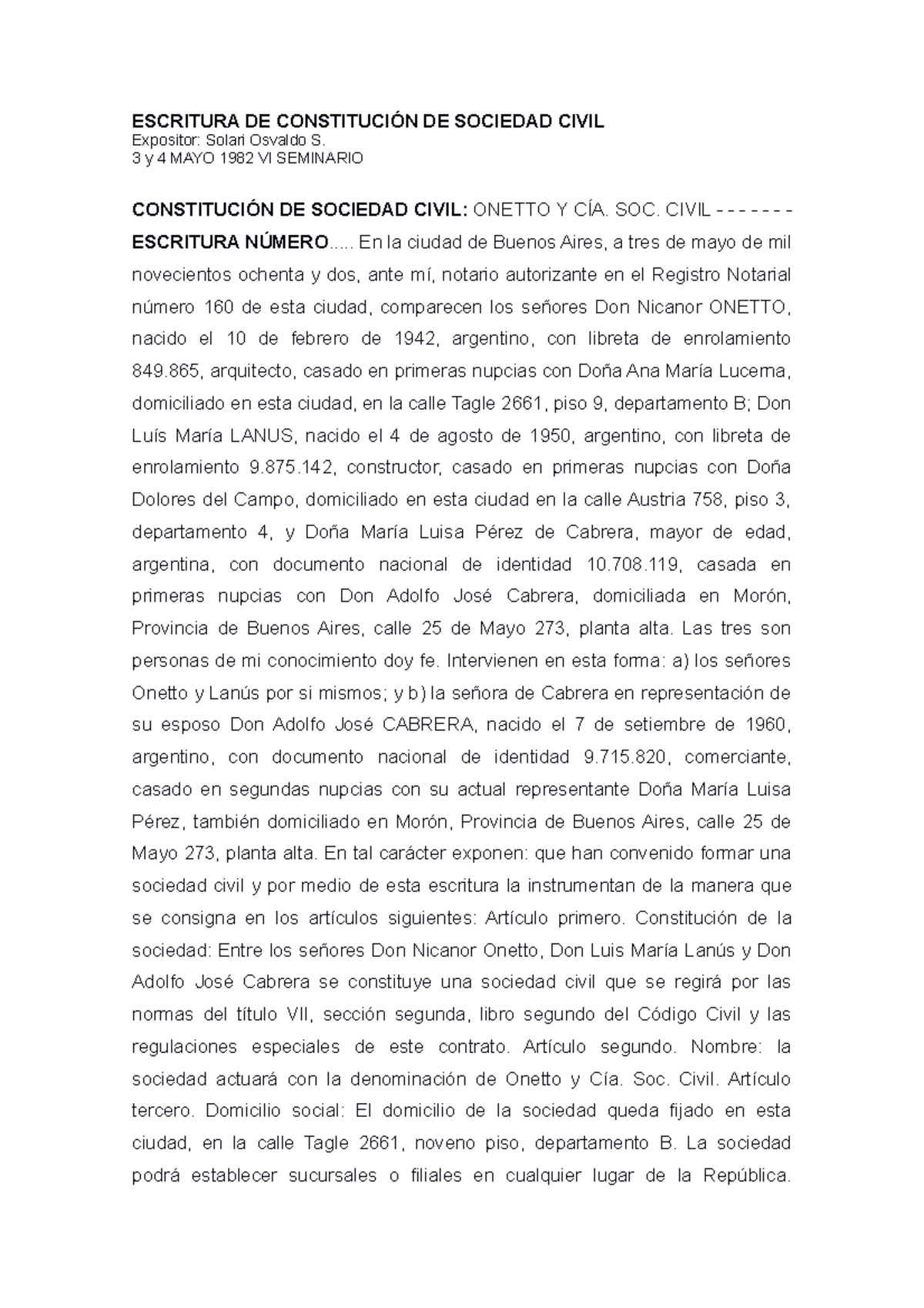 001 - modelo de escritura de constitucion de sociedad civil - ESCRITURA DE CONSTITUCIÓN DE ...