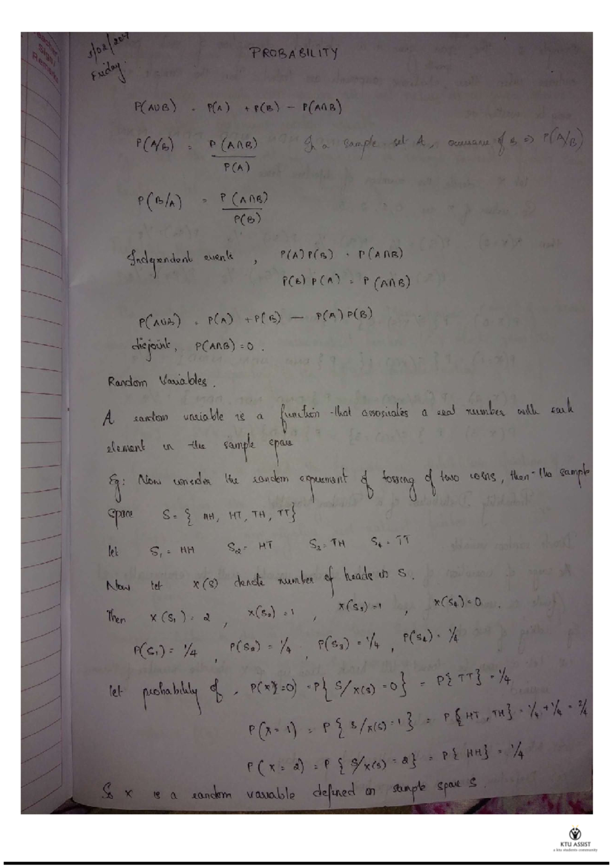 MA202-Module 1 (ktuassist - Probability, Random Process And Numerical Methods - Studocu