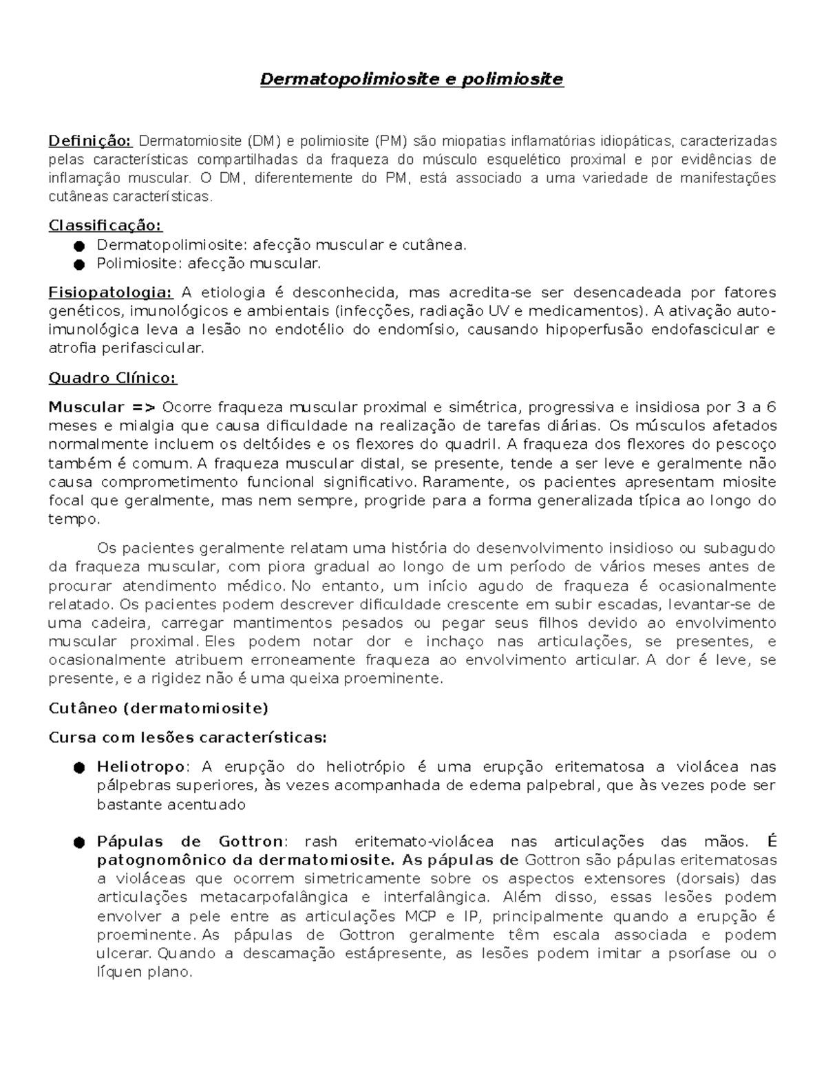 Dermatopolimiosite e polimiosite - Reumatologia - Dermatopolimiosite e ...