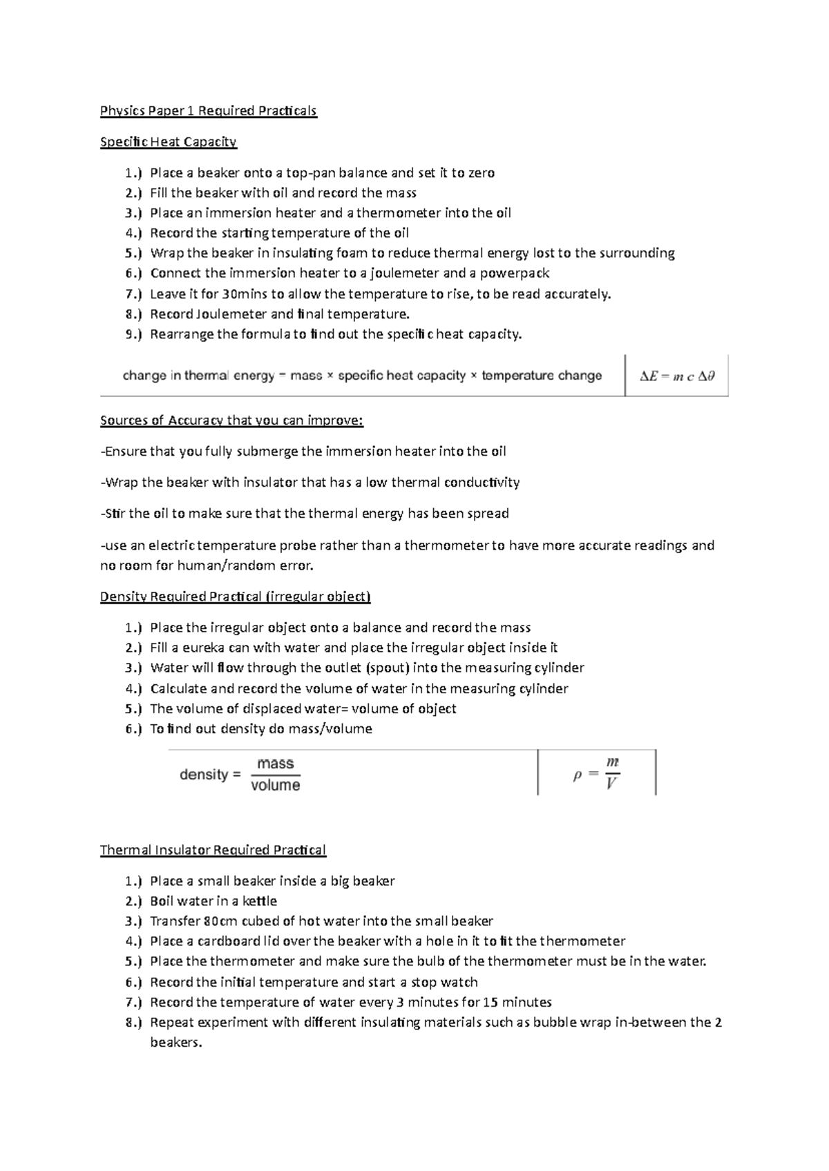 Physics Paper 1 Required Practicals - Physics Paper 1 Required ...
