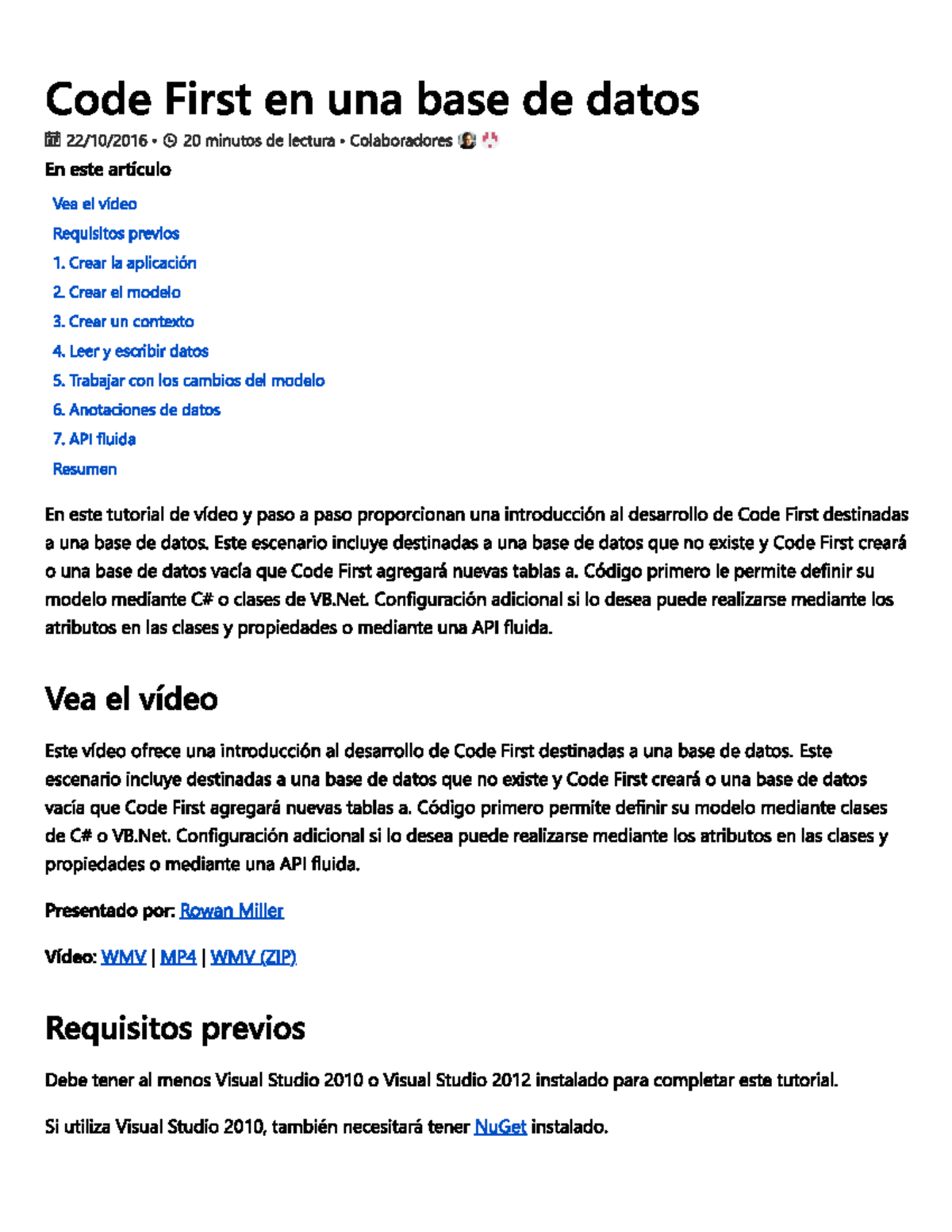 Code First en una base de datos - Code First en una base de datos 22/10 ...