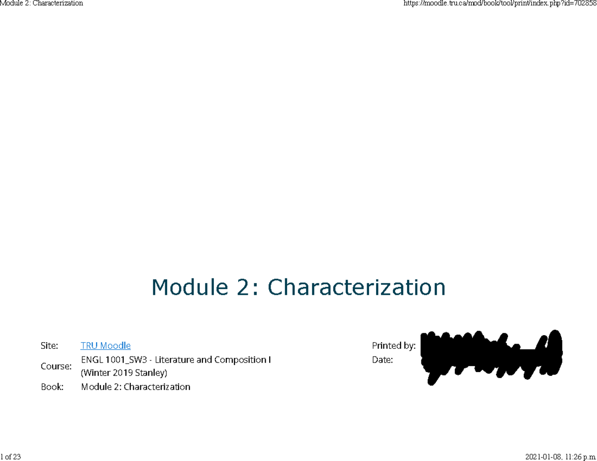 Engl1001 Module 2- Characterization - Module 2: Characterization Site ...