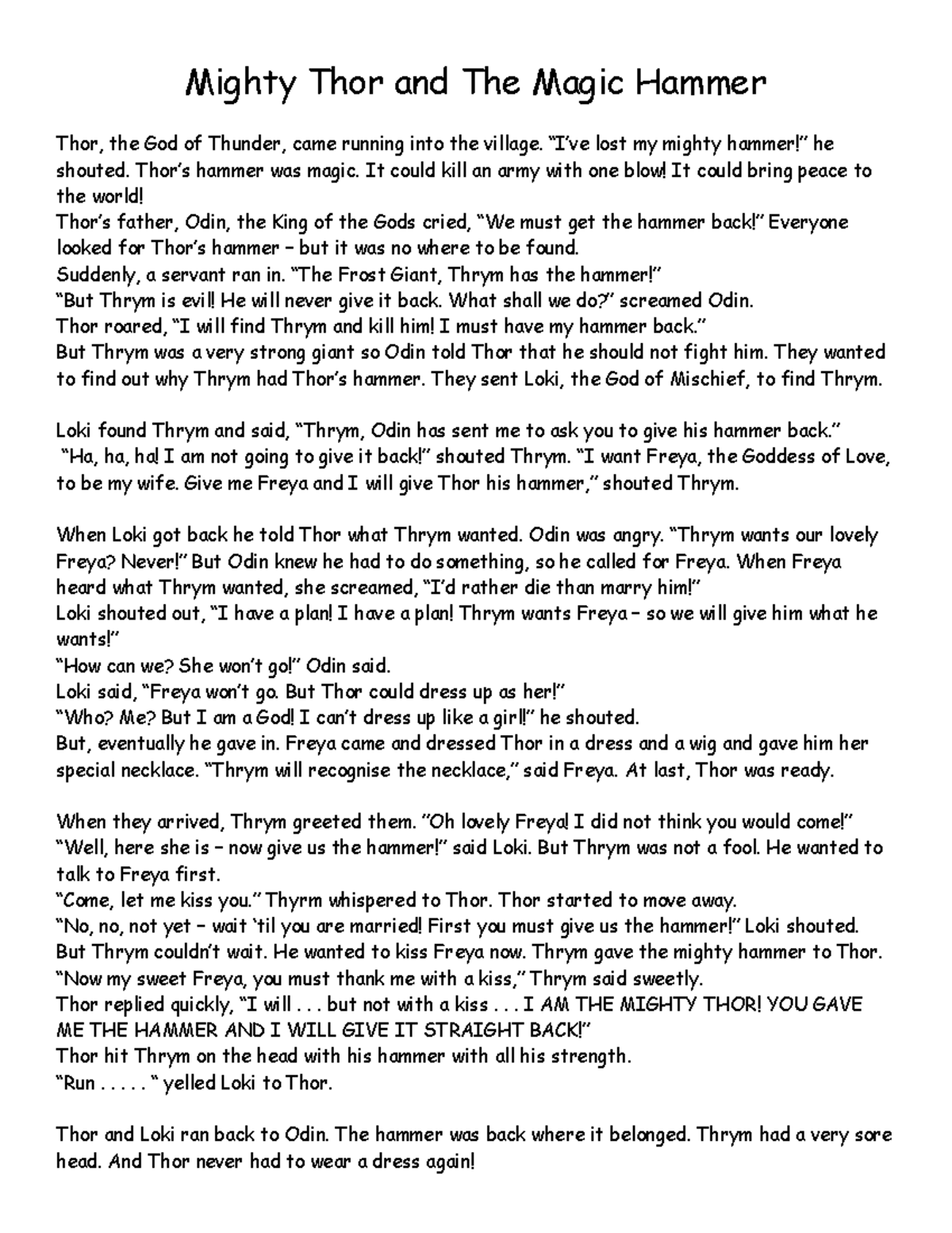 Mighty thor and the magic hammer - Mighty Thor and The Magic Hammer ...