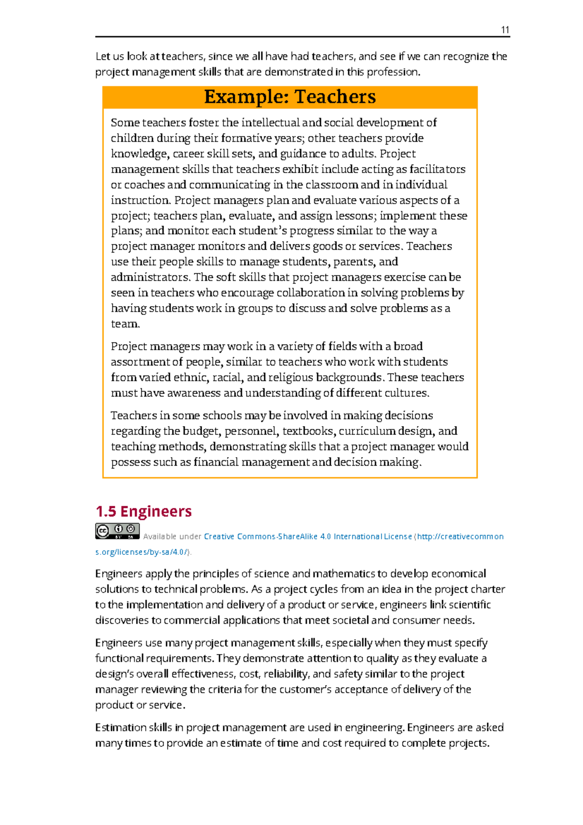 Project Management 15694-15-262-3 - Let us look at teachers, since we ...