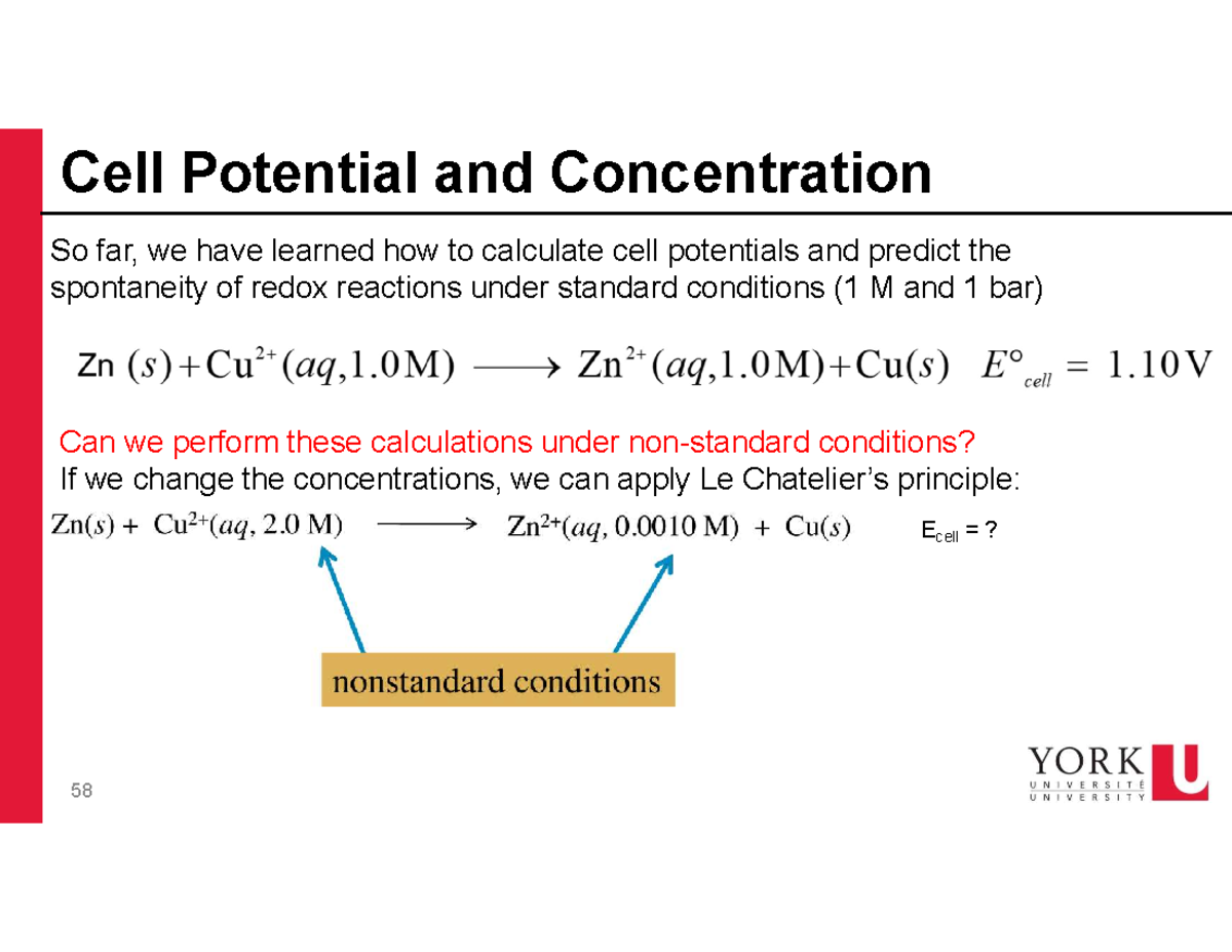 Chapter 18 Electrochemistry part3 - Cell Potential and Concentration So ...