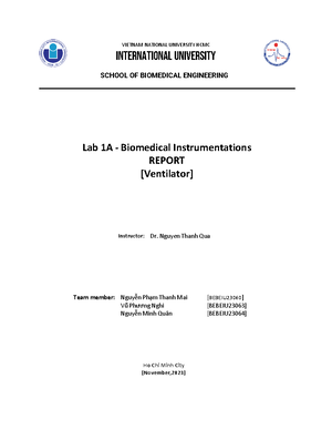 Blood pressure monitor report - REPORT BLOOD PRESSURE MONITOR LAB 1A Instructor: Ph., Nguyen ...