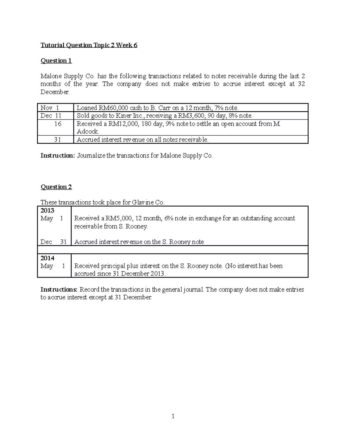 21819 Tuto Topic 2 week 6 - Tutorial Question Topic 2 Week 6 Question 1 ...