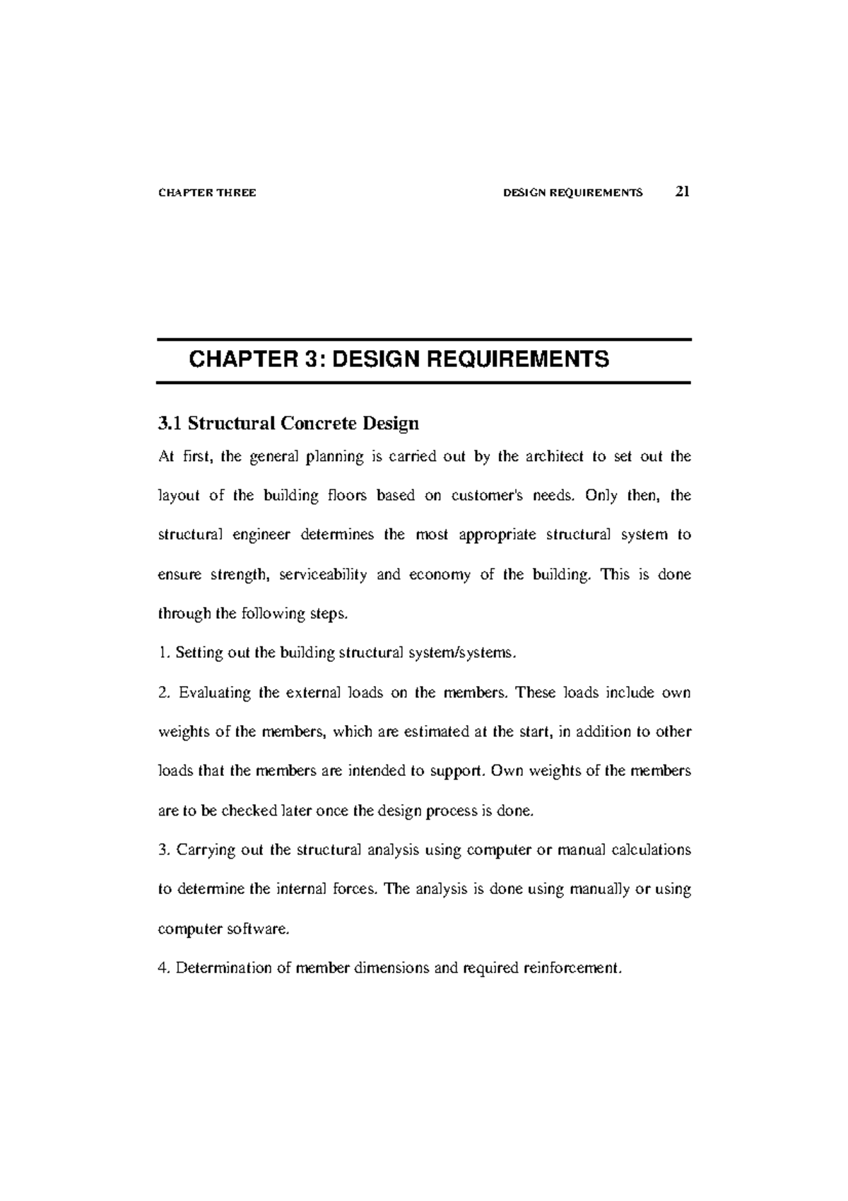 Chapter 3 Design Requirements - CHAPTER THREE DESIGN REQUIREMENTS 21 1 ...
