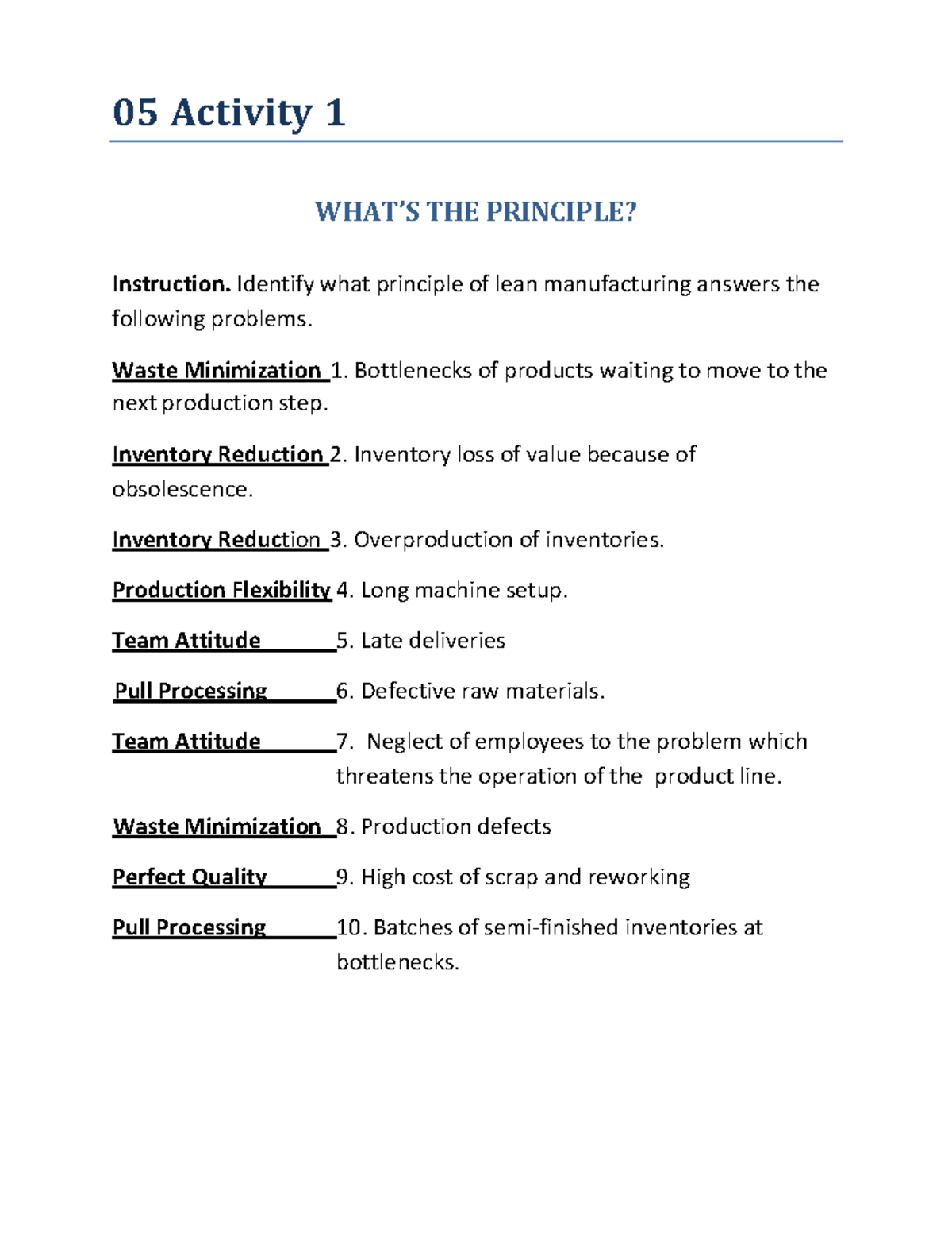 05 Activity 1 - 05 Activity 1 WHAT’S THE PRINCIPLE? Instruction ...