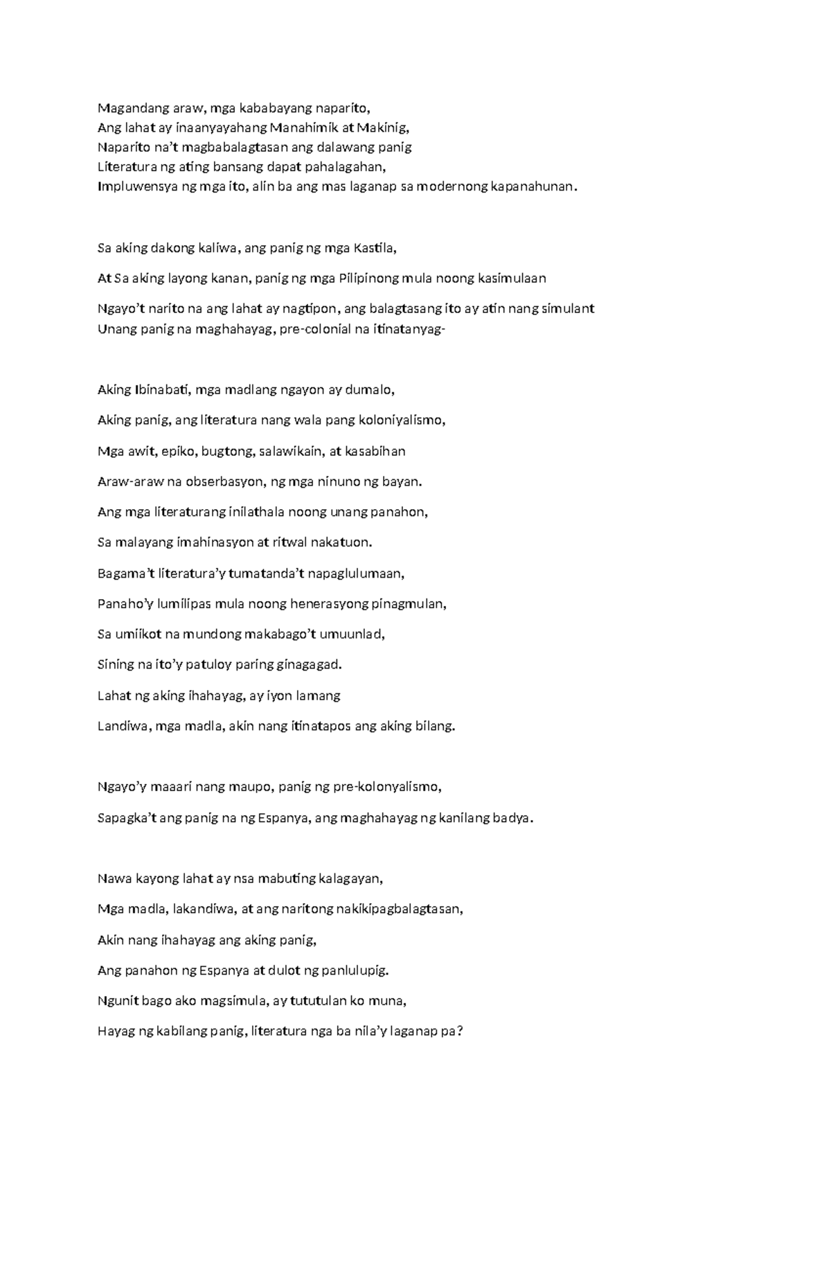 Aasdadasdasdas - yey - Magandang araw, mga kababayang naparito, Ang ...