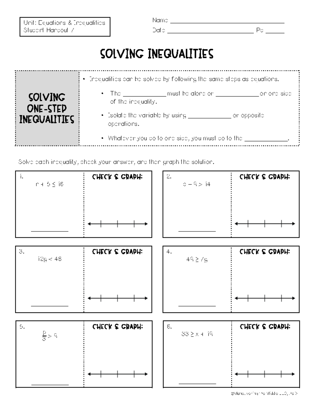 SH 7- solving inequalities - SOLVING INEQUALITIES Solve each inequality ...
